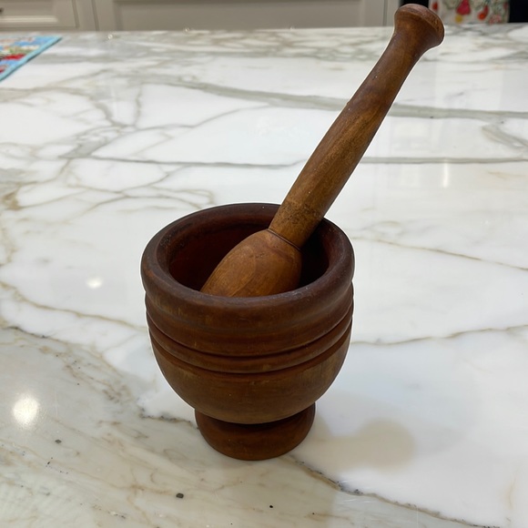 Kitchen | Vintage French Wooden Mortar Pestle Grinder Single Wood Hand ...